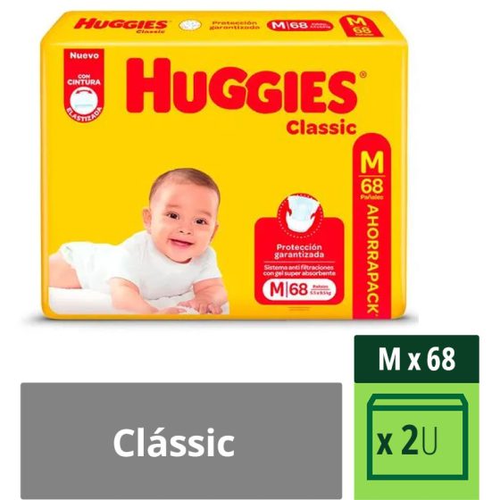 Pañales Huggies Classic M X 68 Unidades - Mayorista El Cóndor