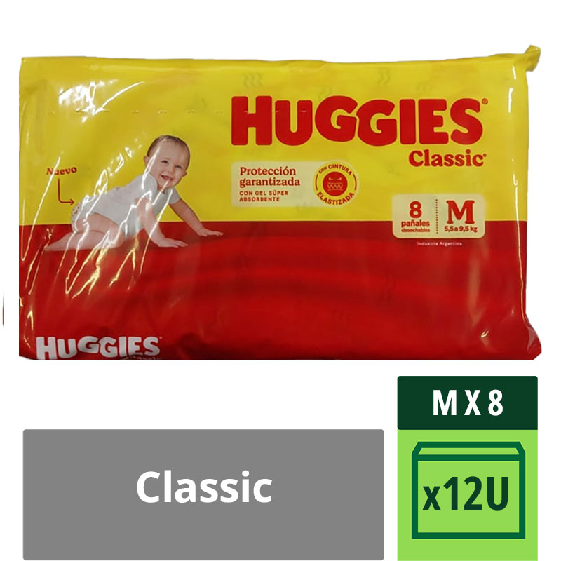 Pañales Huggies Classic M X 8 Unidades - Mayorista El Cóndor