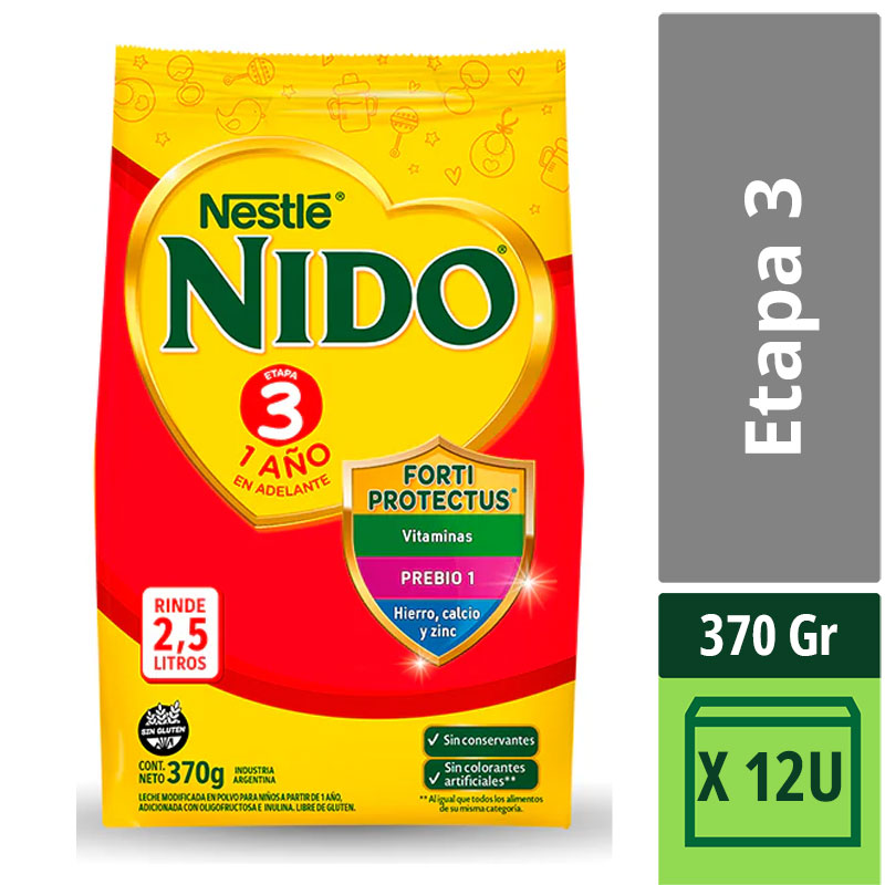 Leche Nido 3 Prebio 1 SoftPack X 370 Gr - Mayorista El Cóndor