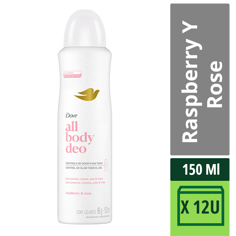 Desodorante En Aerosol Dove All Body Deo Raspberry Y Rose X 150 Ml ...