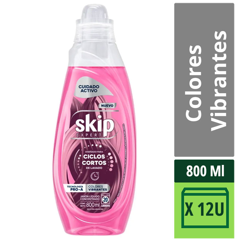Jabón Líquido Skip Concentrado Cuidado Activo Colores Vibrantes X 800 ...